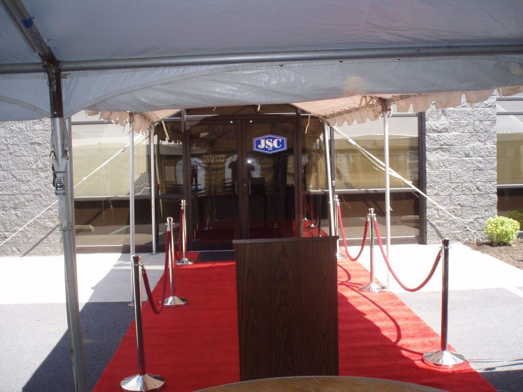 tent walkway entrance red carpet - Scranton Party